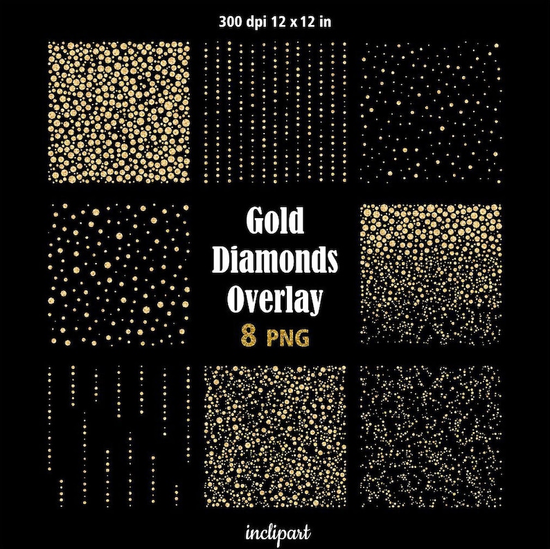 Diamond Overlay Clipart. Gold Diamond Rhinestone Overlay - Etsy UK