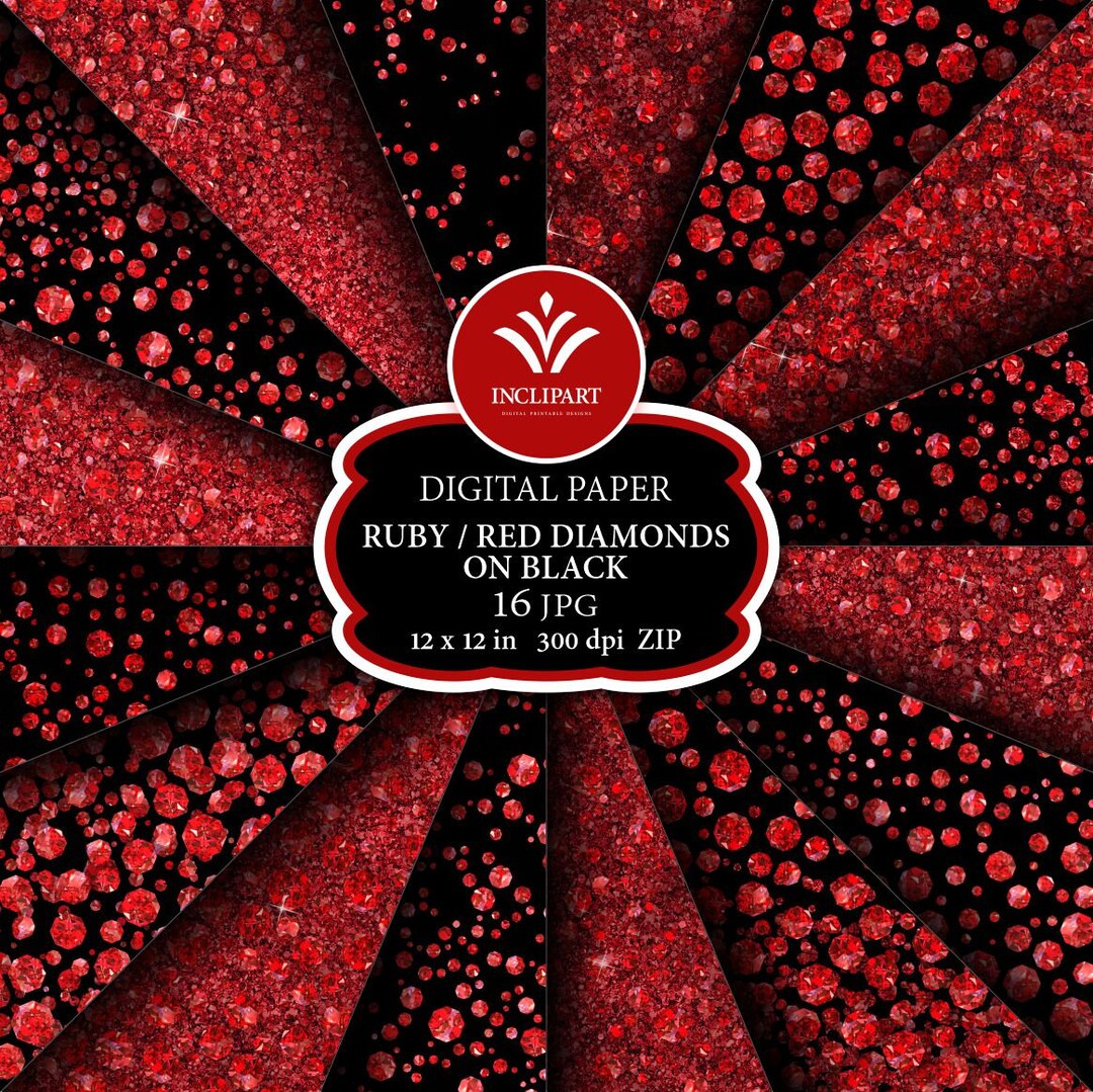 Red Diamond, Ruby Digital Paper Clipart JPG. Rhinestone, Gem Glitter ...