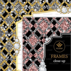 Frame Clipart. Glitter, Diamond Digital Frames. Set of 24 Luxurious ...