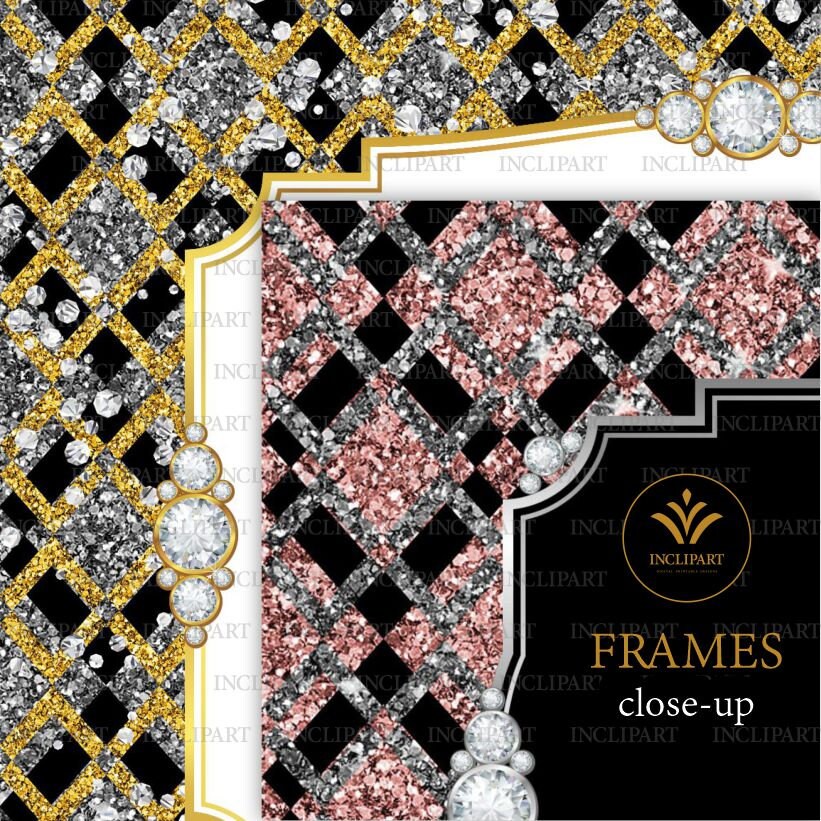 Frame Clipart. Glitter Diamond Digital Frames. Set of 24 - Etsy UK