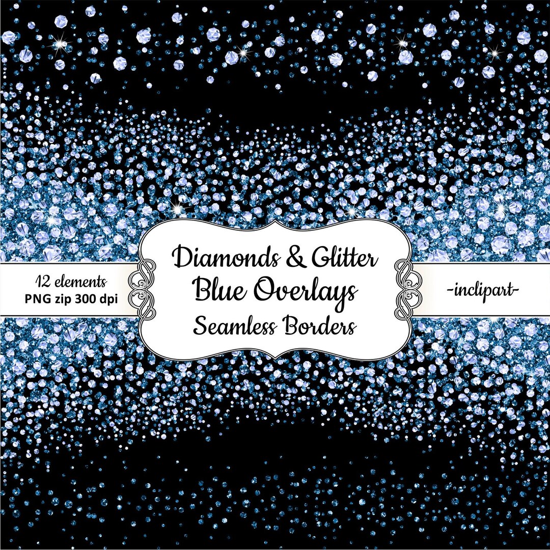 Blue Diamond Clipart. Seamless Side Border Diamond & Glitter Clipart ...