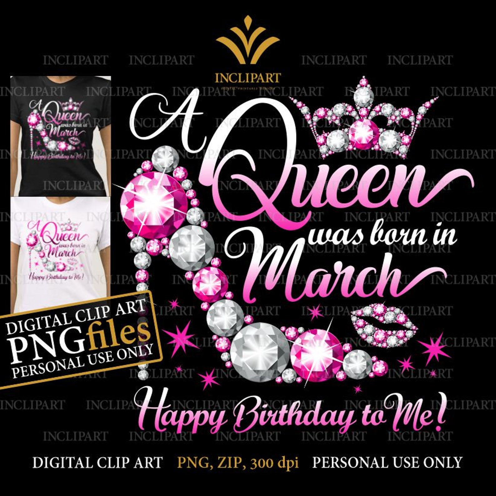 A Queen Was Born in March Digital Clipart PNG Format. Birthday - Etsy UK