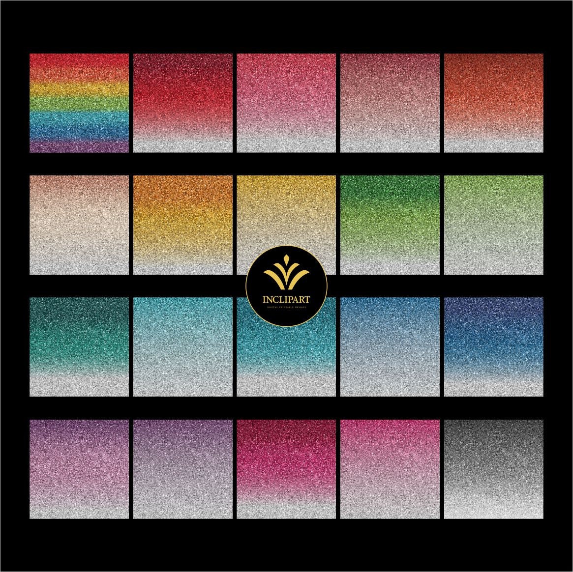 Glitter Ombre Digital Paper Clip Art. Set of 20 JPG Glitter | Etsy UK