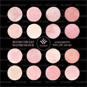 Watercolour Circles Digital Clipart. Blush, Rose, Cream Colours Hand ...