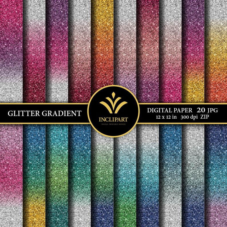 Glitter Gradient Digital Paper Clip Art. Set of 20 JPG Glitter - Etsy