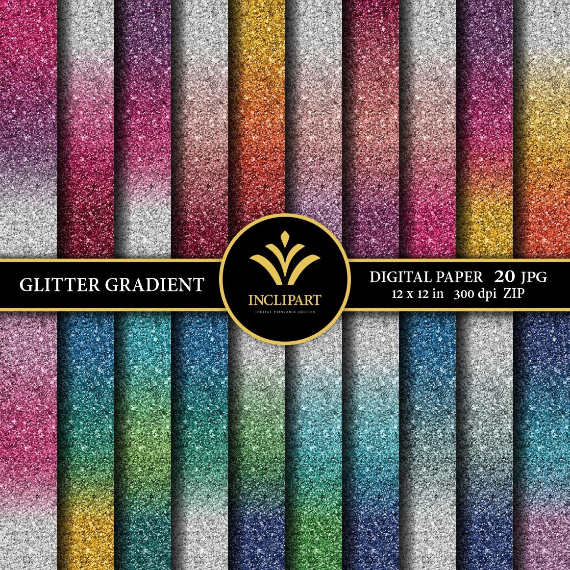 Glitter Gradient Digital Paper Clip Art. Set of 20 JPG glitter | Etsy