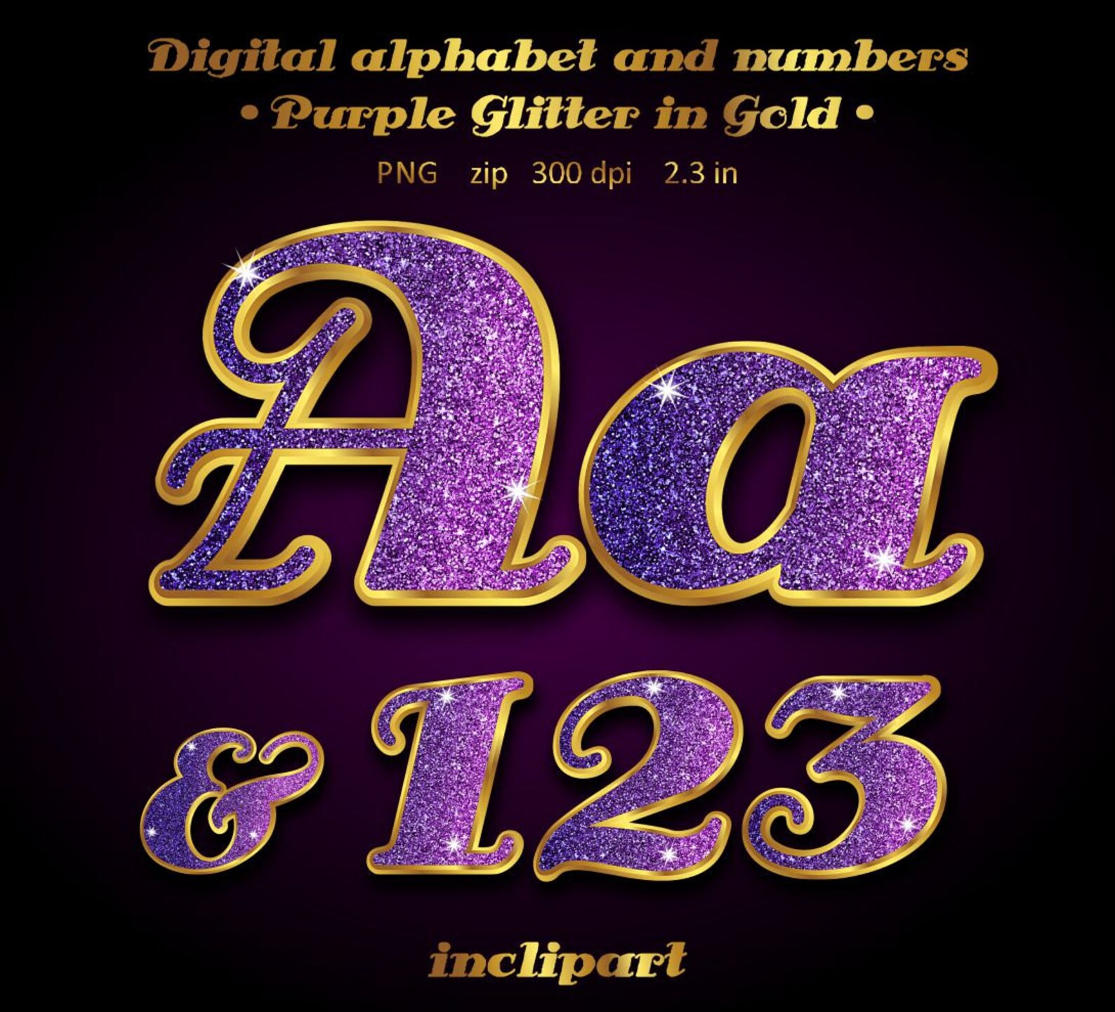 Glitter Alphabet Clipart. Letters and Numbers Digital Clip | Etsy