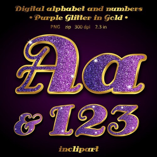 Glitter Alphabet Clipart. Letters and Numbers Digital Clip - Etsy