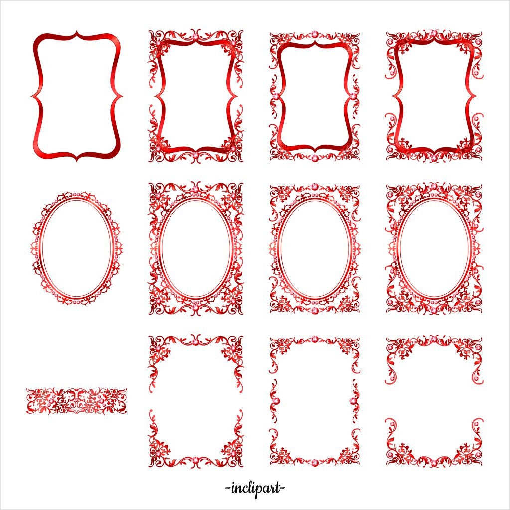 Red Metallic Frames Digital Clip Art. Red and Ruby Frames - Etsy UK
