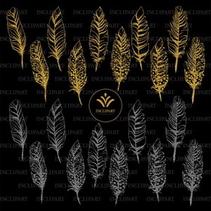 Feather Clipart. Glitter Gold & Silver Glitter Feather Clip Art ...
