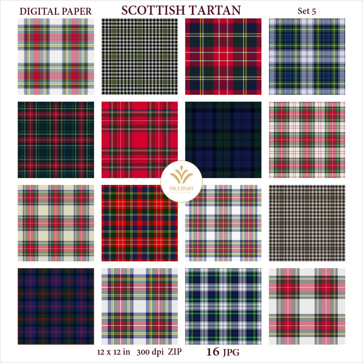 Tartan Digital Paper Clipart. Scottish Plaid Tartan Clipart. | Etsy ...