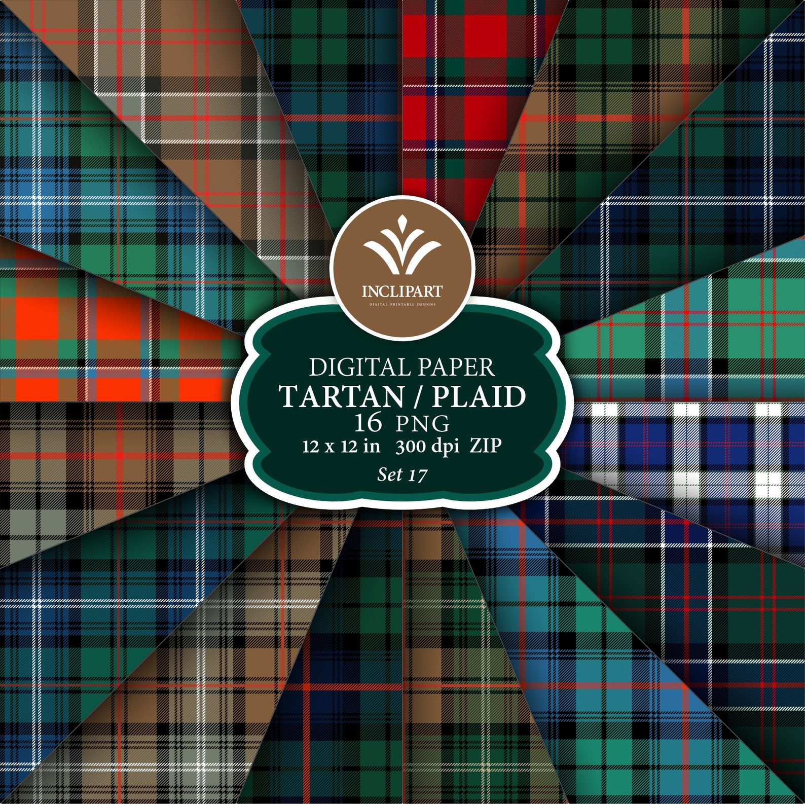 Tartan Digital Paper Clipart PNG File Format. Urquhart - Etsy
