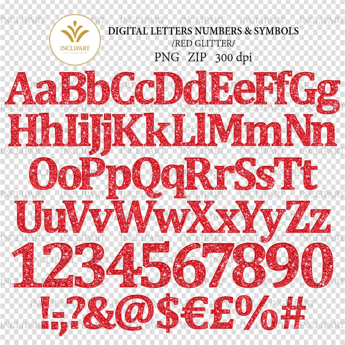 Red Glitter Alphabet Digital Clipart PNG File Format. Letters - Etsy