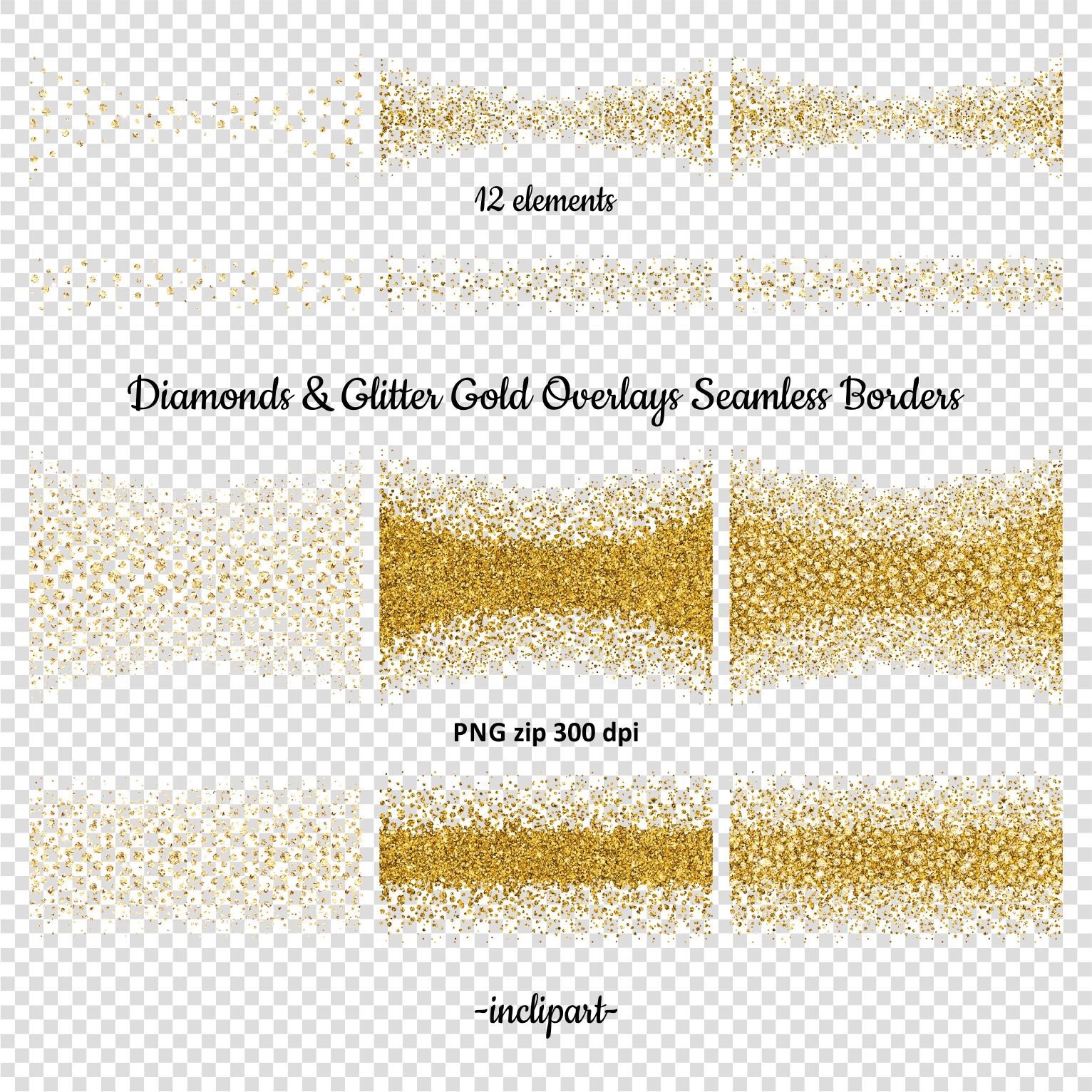 Gold Diamond Clipart. Seamless Side Border Diamond & Glitter Clipart ...