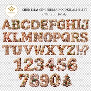 Christmas Gingerbread Cookie Alphabet Digital Clipart PNG File Format ...