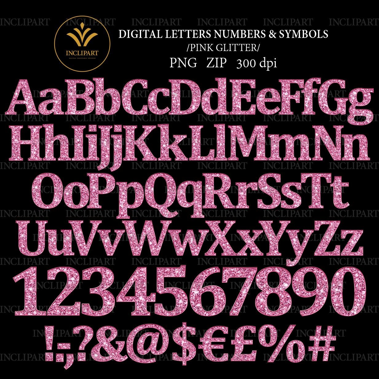 Pink Glitter Alphabet Digital Clipart PNG File Format. Letters - Etsy UK