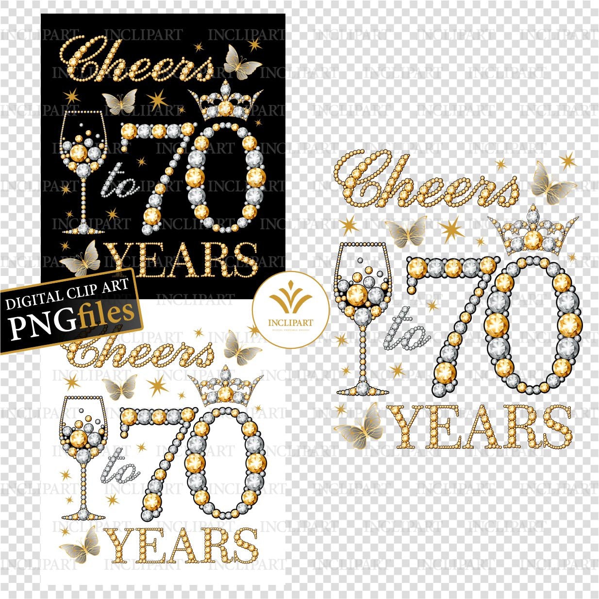 Cheers to 70 Years, Digital Clip Art PNG, JPG File Formats. 70th ...