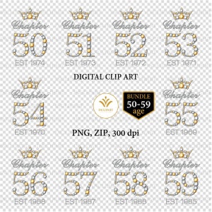 50th Birthday, Chapter 50 59 Digital Clipart PNG File Format for 2024 ...
