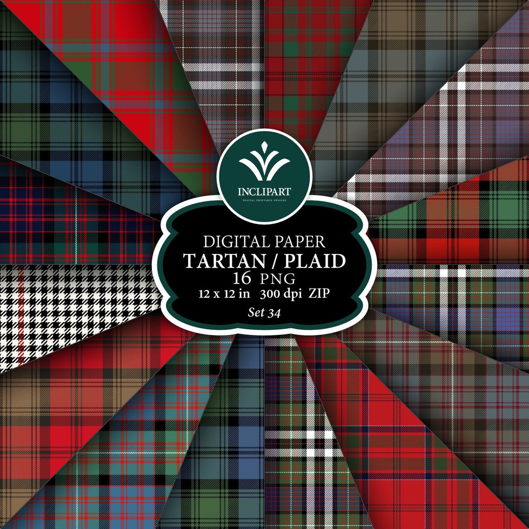 Red, Blue Tartan Digital Paper Clipart PNG Files. Seamless Background ...