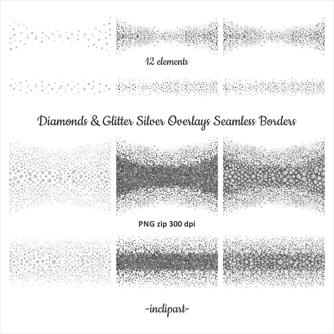 Silver Diamond Clipart. Seamless Side Border Diamond & Glitter - Etsy