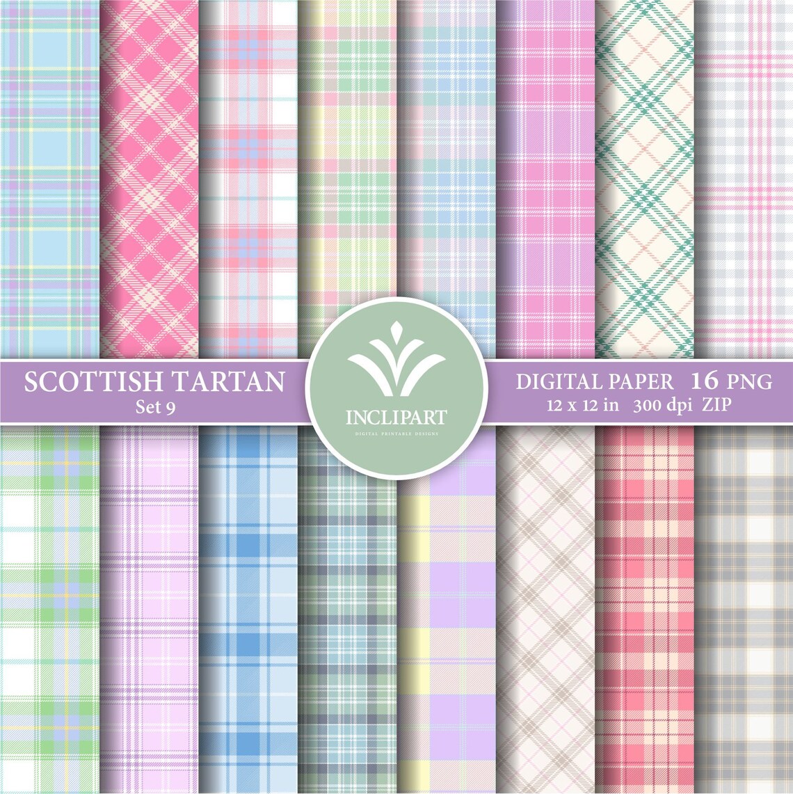 Pastel Colourstartan Digital Paper Clipart PNG Files. Scottish - Etsy