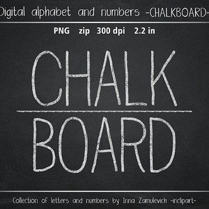 Chalkboard Alphabet Clip Art. Chalk Letters & Numbers Clipart. Digital ...