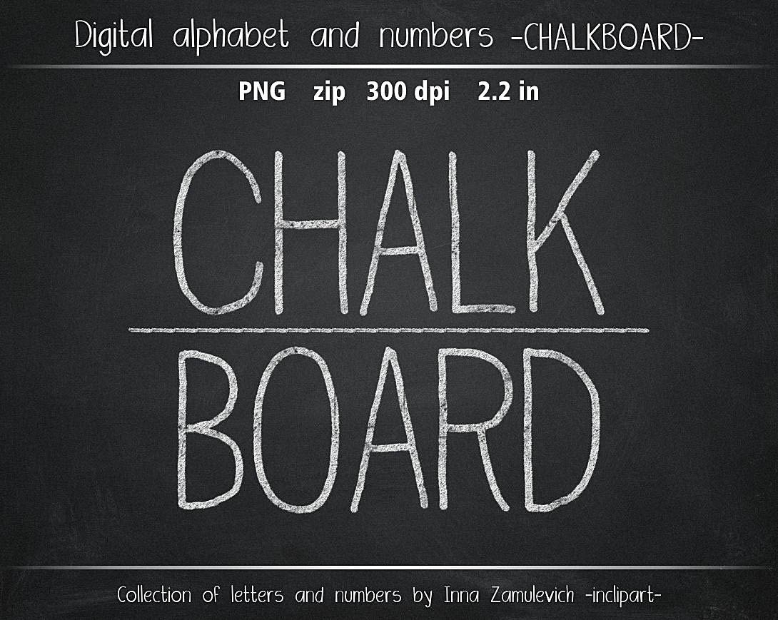 Chalkboard Alphabet Clip Art. Chalk Letters & Numbers Clipart. - Etsy UK