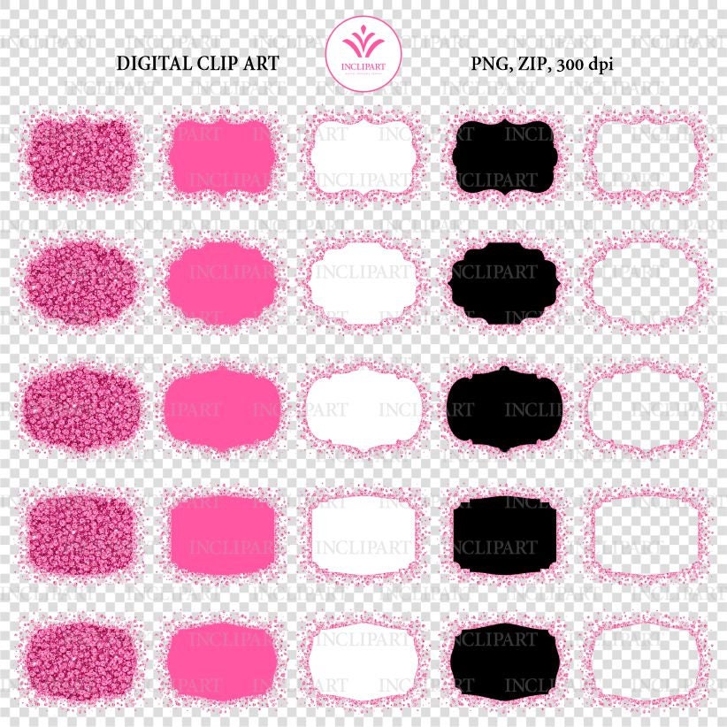Pink Diamond Frames Overlay Clipart. Digital Sparkle | Etsy UK