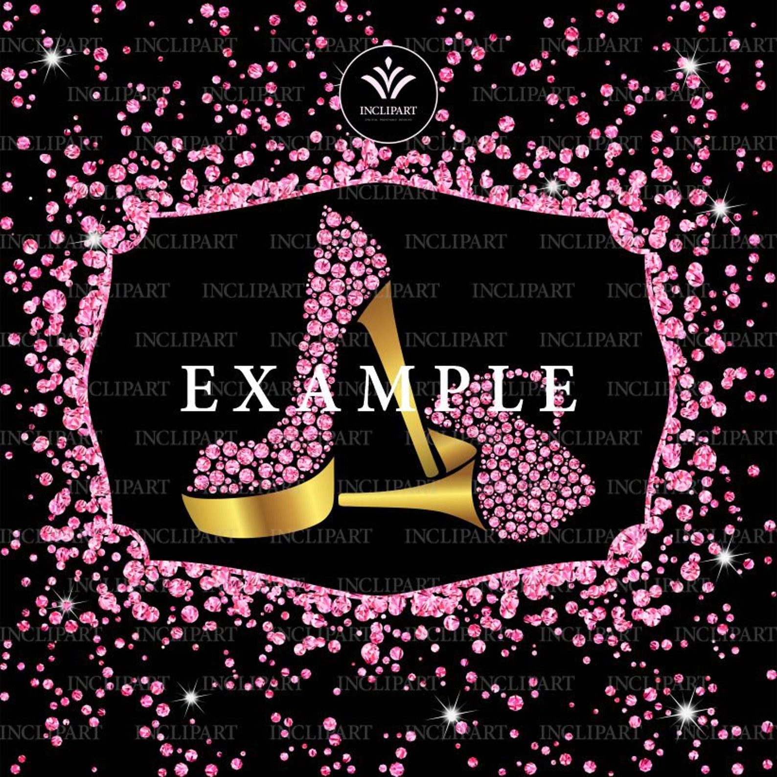 Pink Diamond Frames Overlay Clipart. Digital Sparkle - Etsy