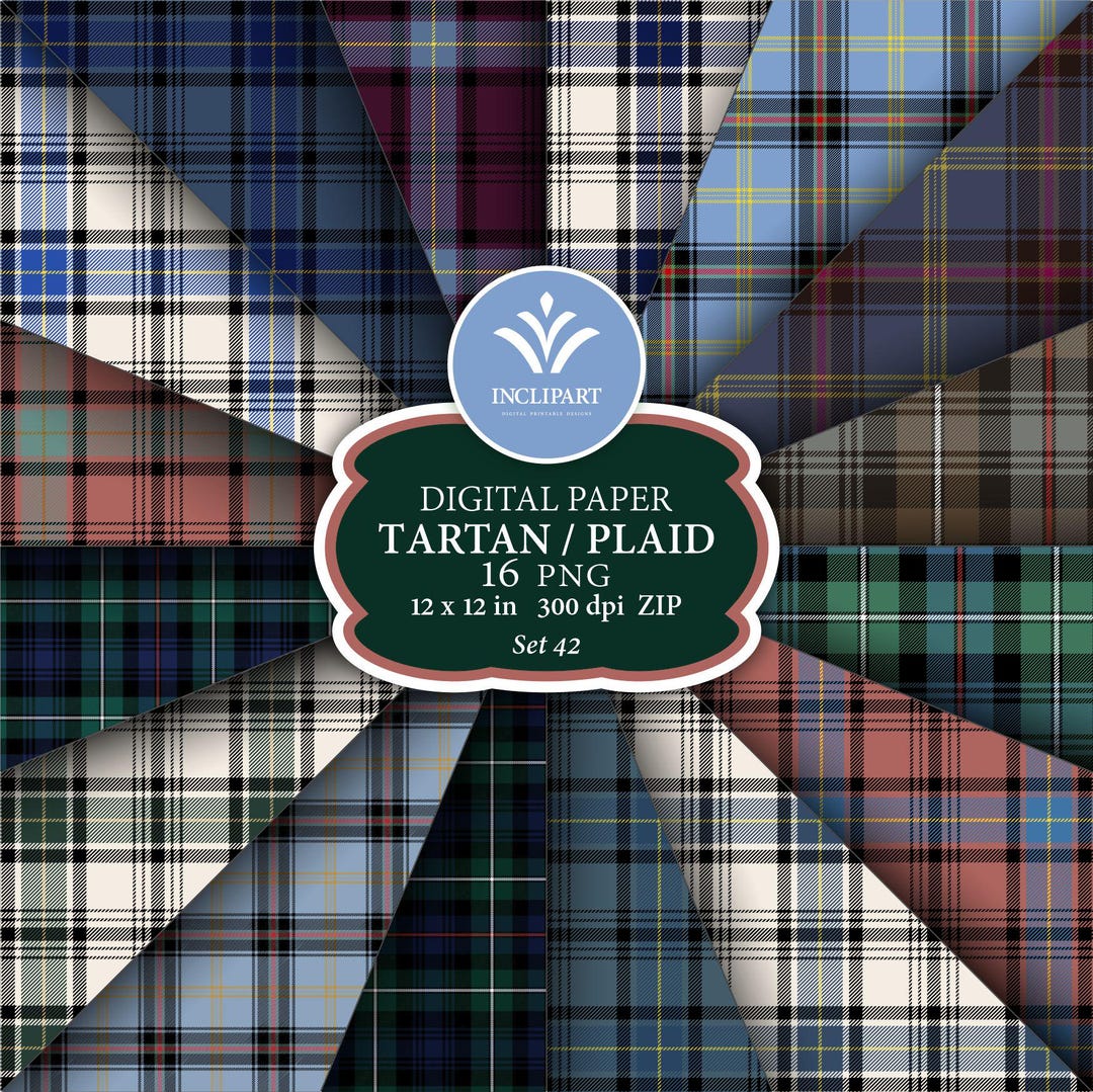 Tartan Digital Paper Clipart. Scottish Mackenzie, Hannay, Bell of the ...
