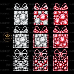Diamond Gift Box digital clipart PNG format. Red and white | Etsy