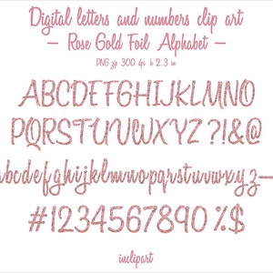 Rose Gold Foil Alphabet Clipart. Crumpled Gold Foil Letters, Numbers ...