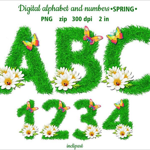 Floral Butterfly Numbers Clipart - Etsy