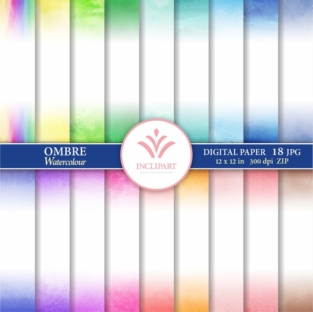 Watercolor Ombre, Wash, Background, Digital Paper 18 JPG Handpainted ...