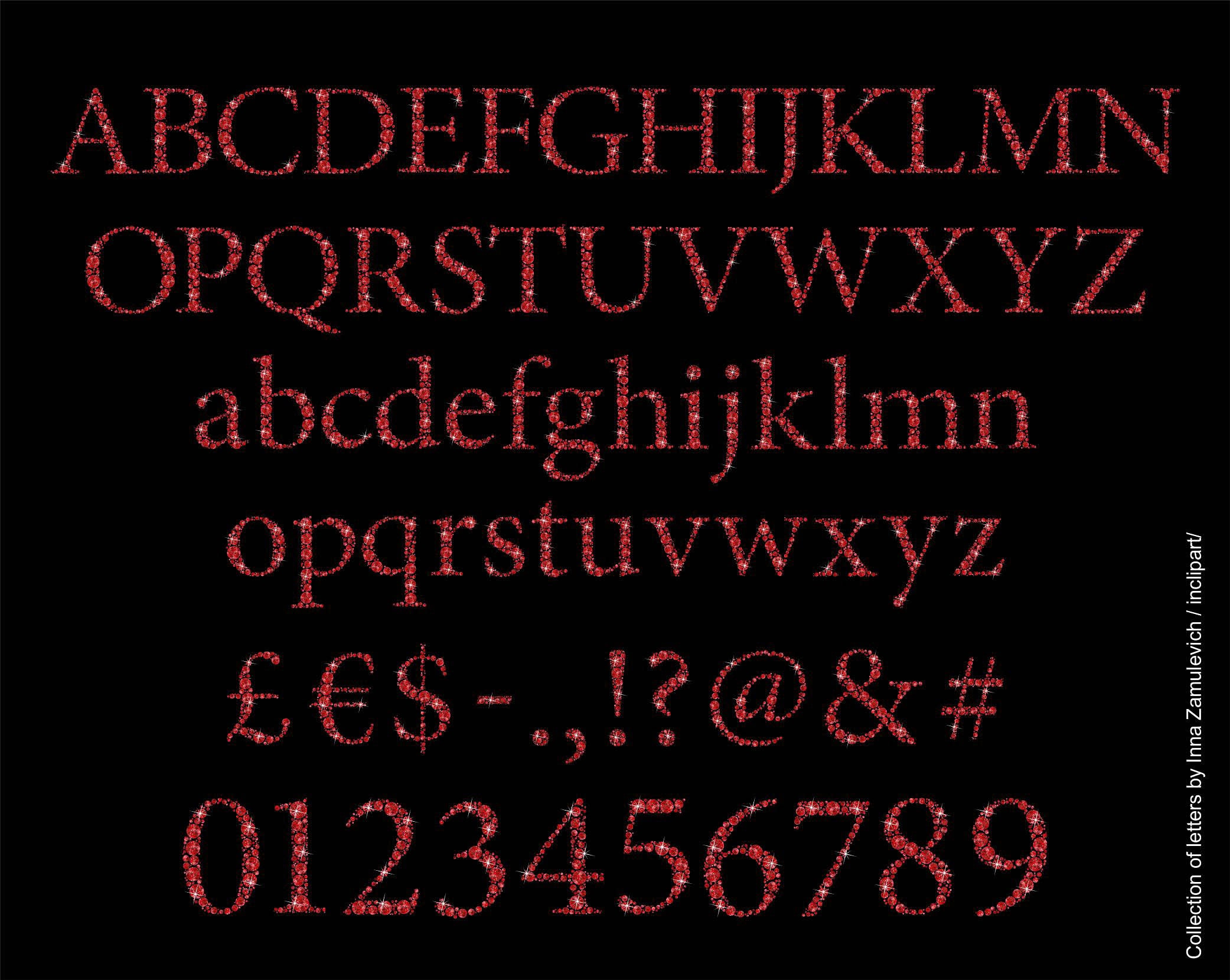 Numbers Letters Red Diamond Clipart. Digital Ruby Sparkle - Etsy UK