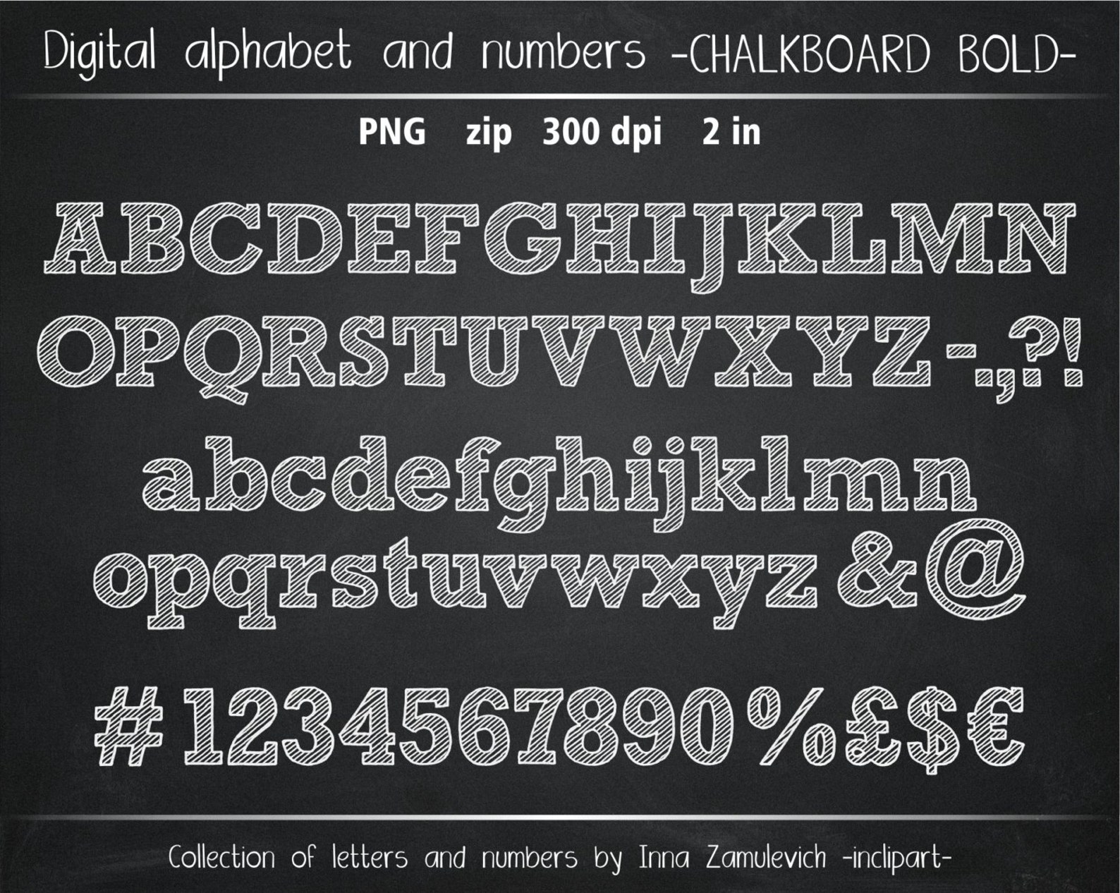Chalkboard Alphabet Bold Clip Art. Chalk Letters & Numbers - Etsy