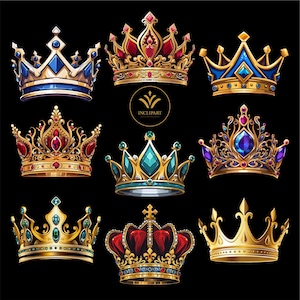 Crown Digital Clipart in PNG File Format. Party Clipart. Crowns Gold ...