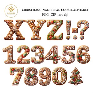 Christmas Gingerbread Cookie Alphabet Digital Clipart PNG File Format ...