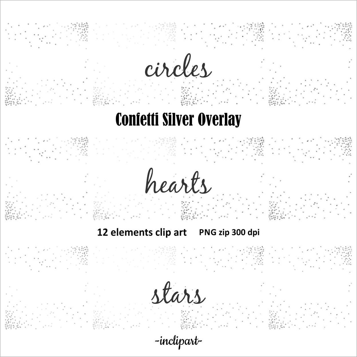 Confetti overlay clipart. Silver foil overlay clipart. Circle | Etsy