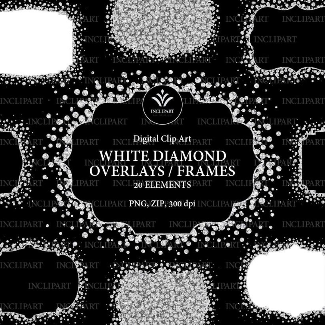 Diamond Frames, Overlay Clipart. Digital Sparkle Frames Clipart ...