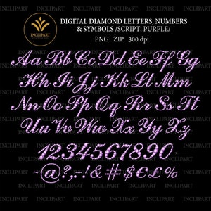 Diamond Alphabet Script Digital Clip Art PNG Files. Letters, Numbers ...