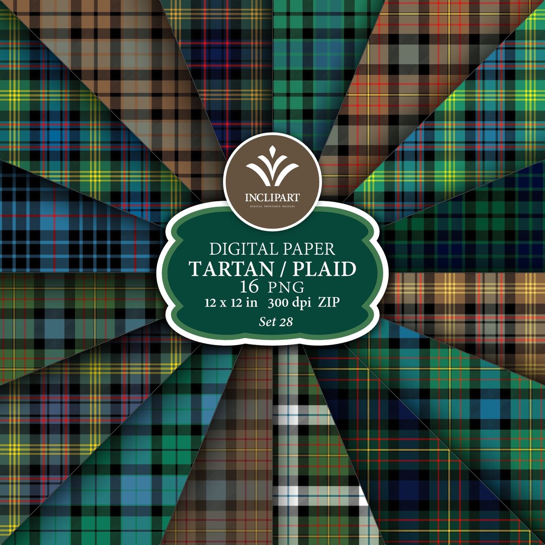 Plaid, Tartan Digital Paper Clipart PNG Files. Seamless Background ...