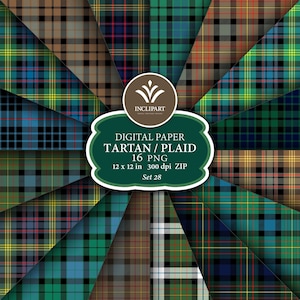 Plaid, Tartan Digital Paper Clipart PNG Files. Seamless Background ...