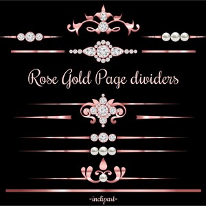 Rose Gold Corner, Page Divider Clipart. Set of 15 Decorative Elements ...