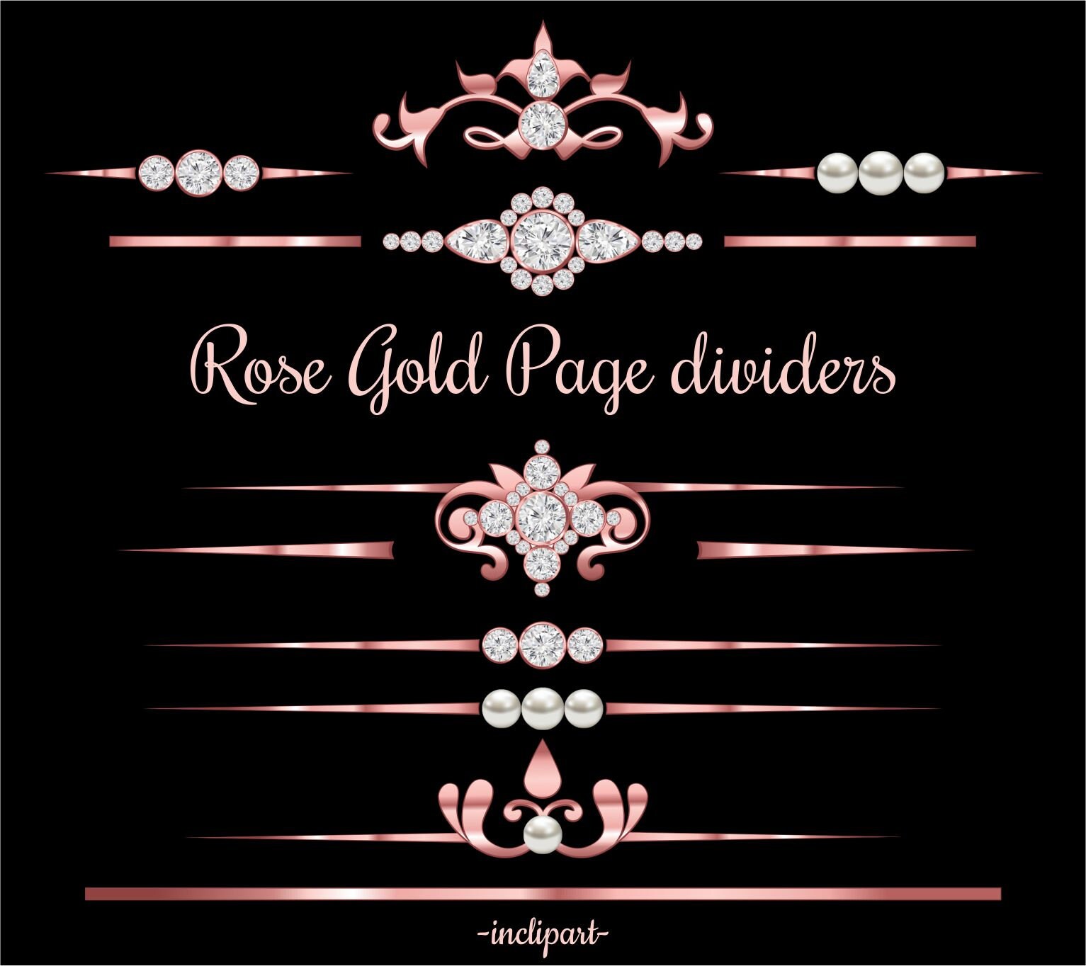 Rose Gold Corner Page Divider Clipart. Set of 15 Decorative - Etsy UK