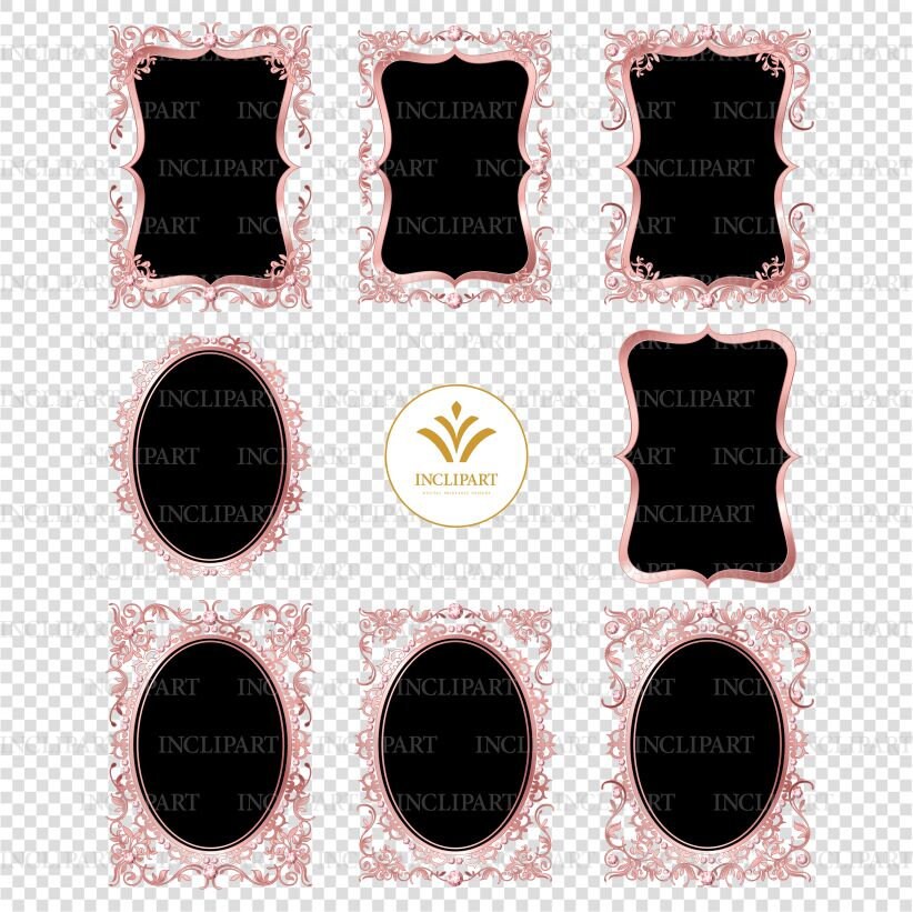 Rose Gold Frames Digital Clip Art PNG. Rose Gold and Diamond | Etsy UK