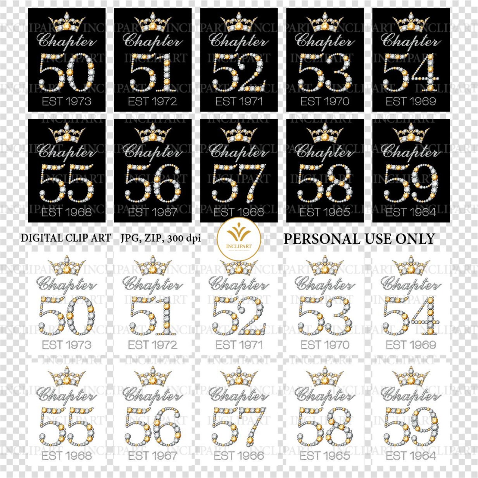 50th Birthday Chapter 50 59 Digital Clipart PNG File Format - Etsy