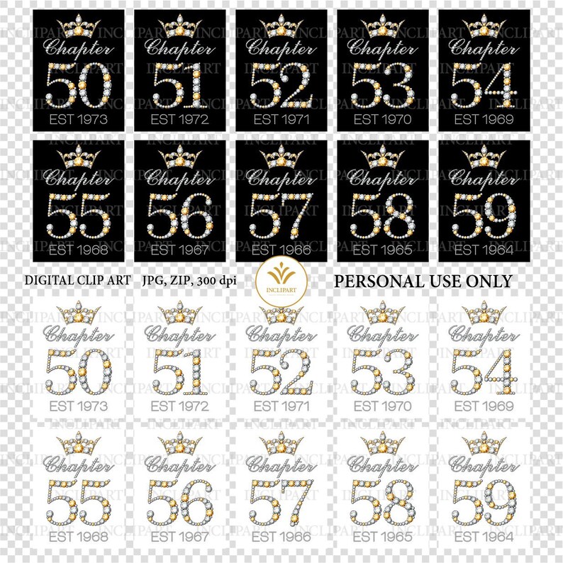 50th Birthday Chapter 50 59 Digital Clipart PNG File Format - Etsy