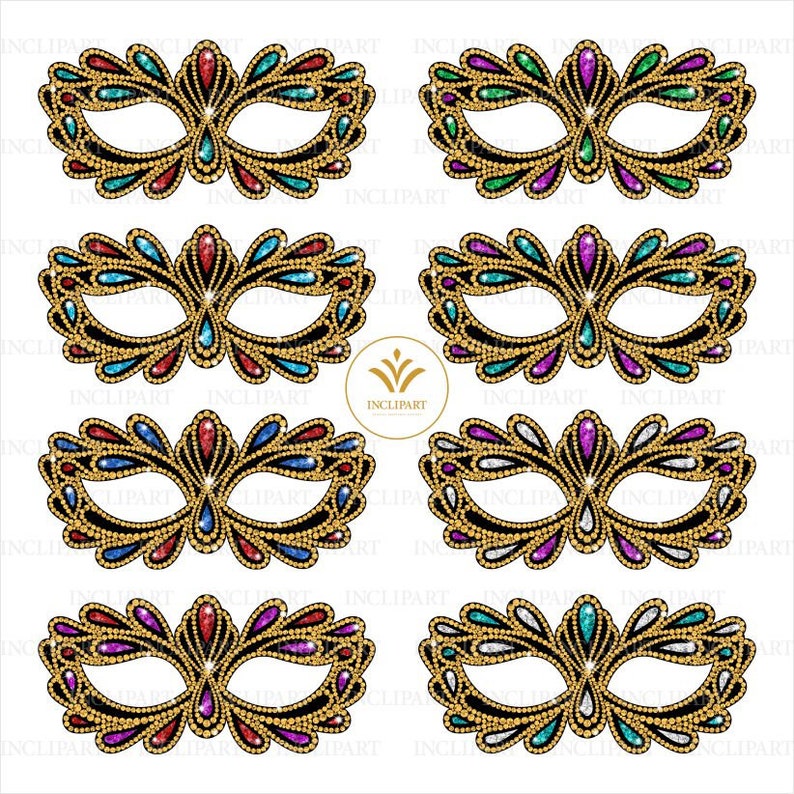 Carnival Masks Rhinestone Masks PNG File Format Digital - Etsy