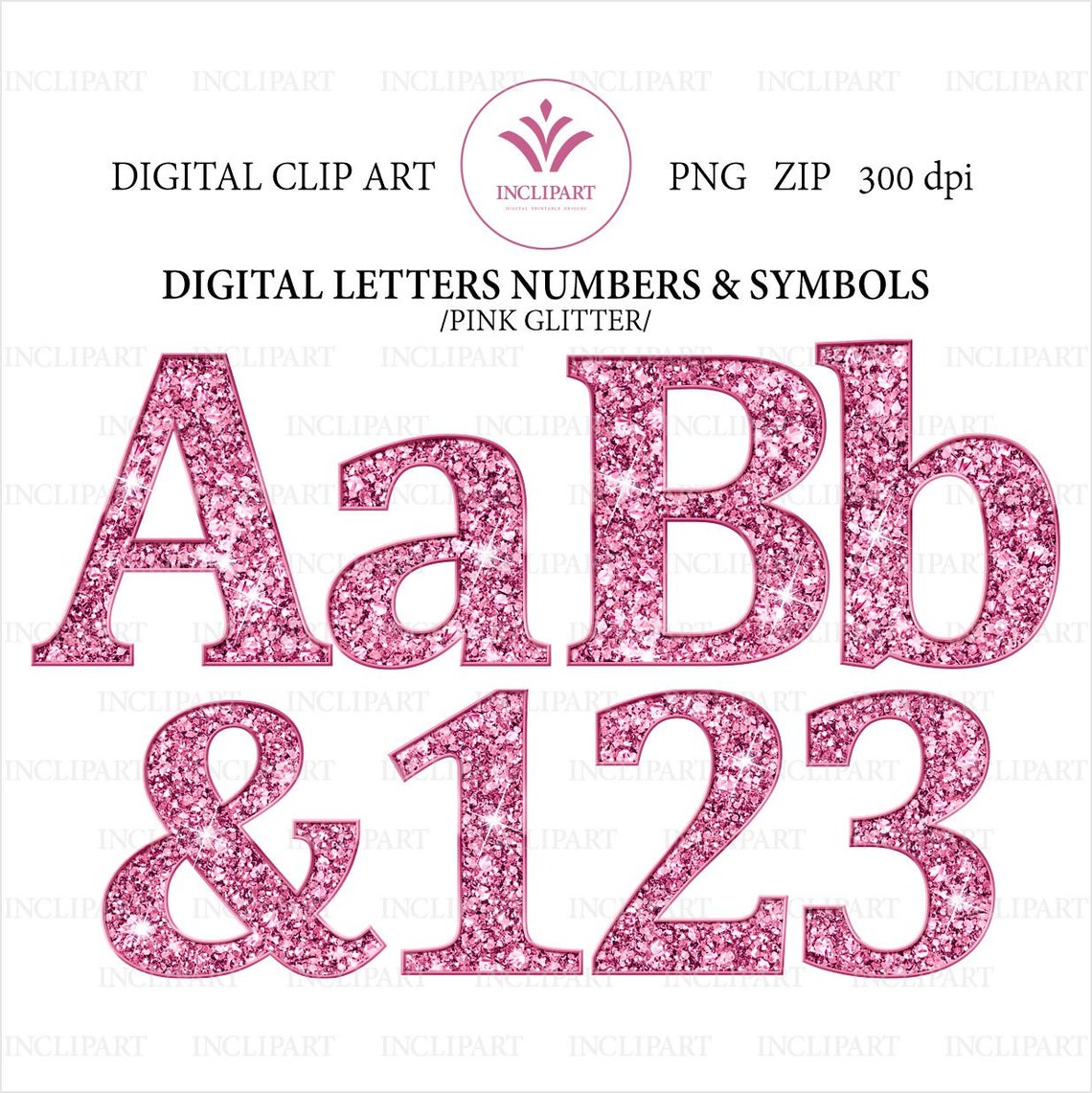Pink Glitter Alphabet Digital Clipart PNG File Format. Letters - Etsy UK